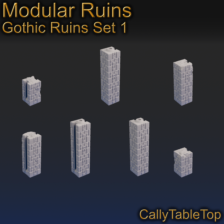 3D Printable Modular Gothic Ruins - Full Set 1 - Tabletop Terrain by ...