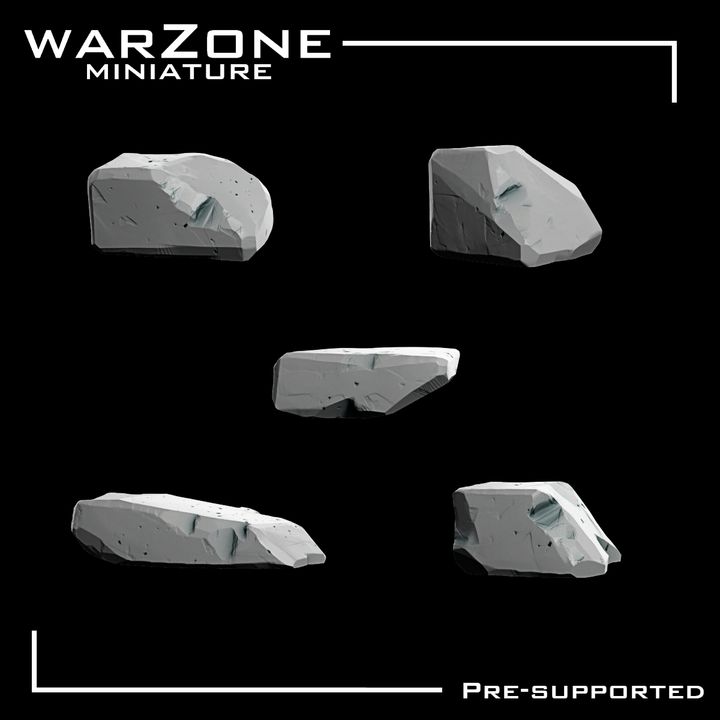 3D Printable Rock / Stones Rocks Basing bits by WarZone Miniature