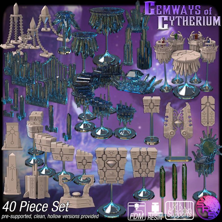 3D Printable Crystal Islands Terrain Set by SRS Studios