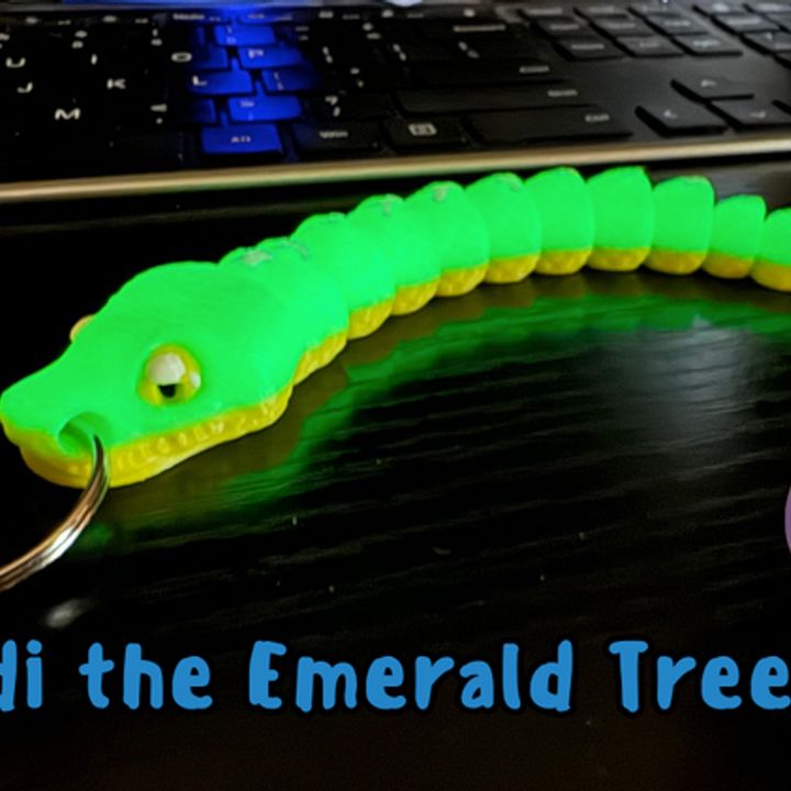 3D Printable Verdi the Emerald Tree Boa Flexi by ChibiBestiary