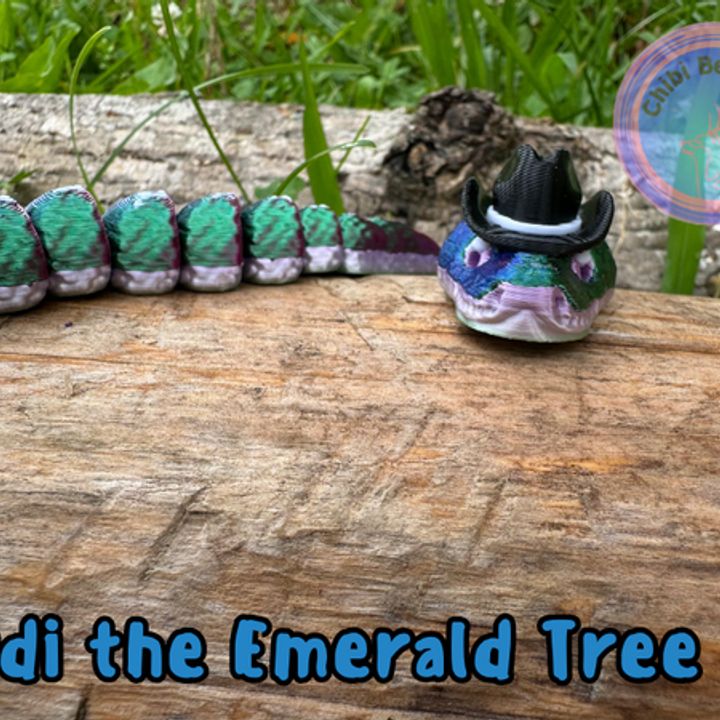 3D Printable Verdi the Emerald Tree Boa Flexi by ChibiBestiary