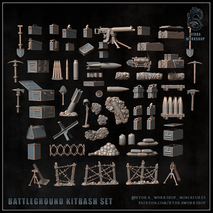 3D Printable Battleground kitbash set by Hydra workshop miniatures