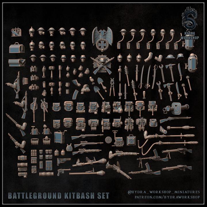 3D Printable Battleground kitbash set by Hydra workshop miniatures