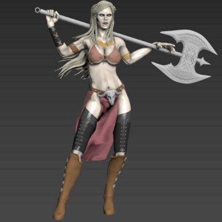 3D Printable Varya - The Barbarian Princess - Pre-supported STL - 205mm & 75mm & 32mm (SFW ...