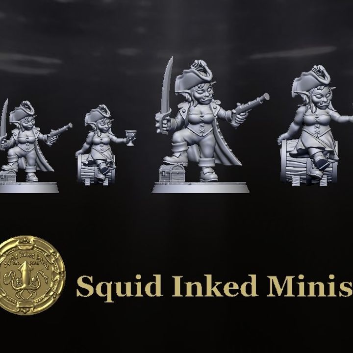 3D Printable Captain Charlene Goblin Pirate Queen by Squid Inked Minis