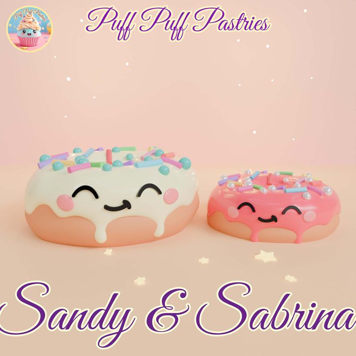 3D Printable Kawaii Donut Sandy and Sabrina by Puff Puff Pastries
