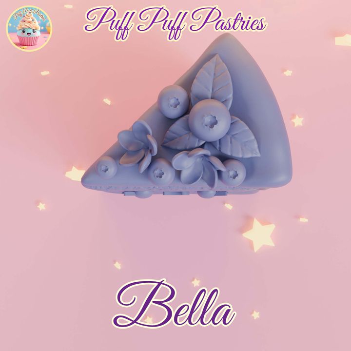 3D Printable Kawaii Triangle cake Bella and Blossom by Puff Puff Pastries