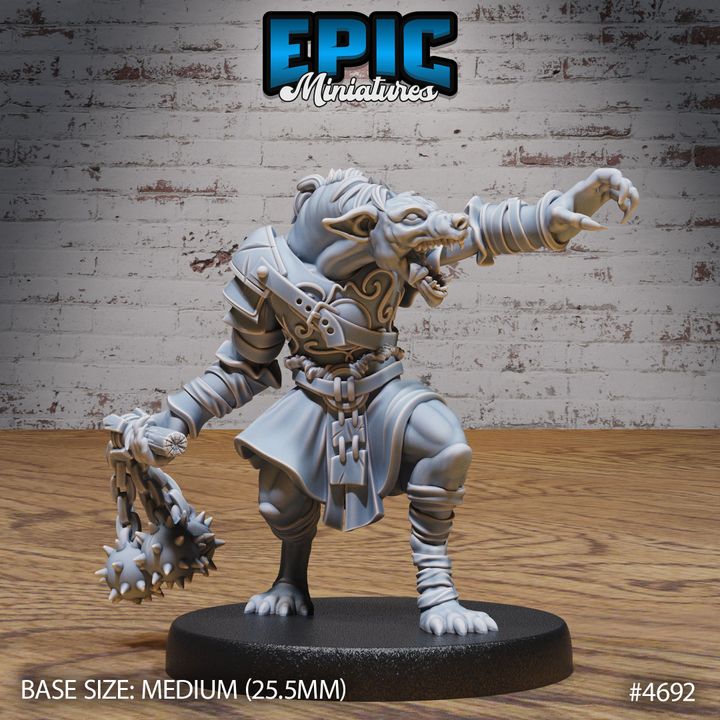 3D Printable Gnoll Tribe Triple Mace / Hyena Hybrid / Humanoid Evil ...