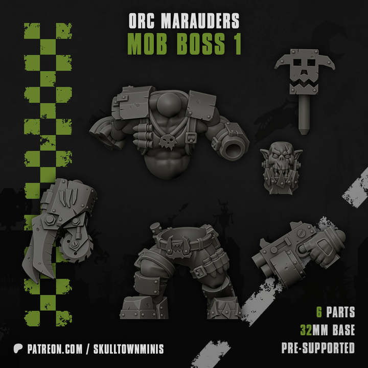 3D Printable MOB BOSS 1 - Orc Marauders by Skulltown Minis