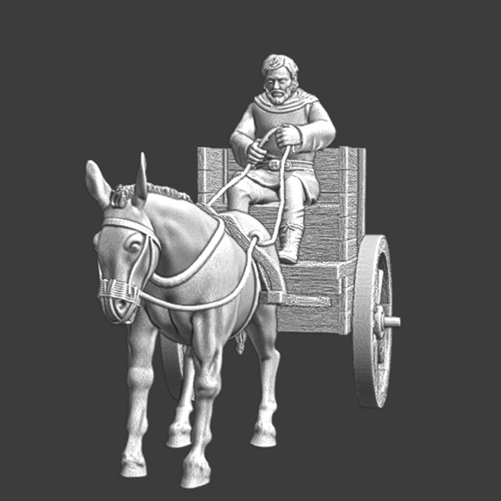 3D Printable Small medieval cart with driver - Wargaming model by ...