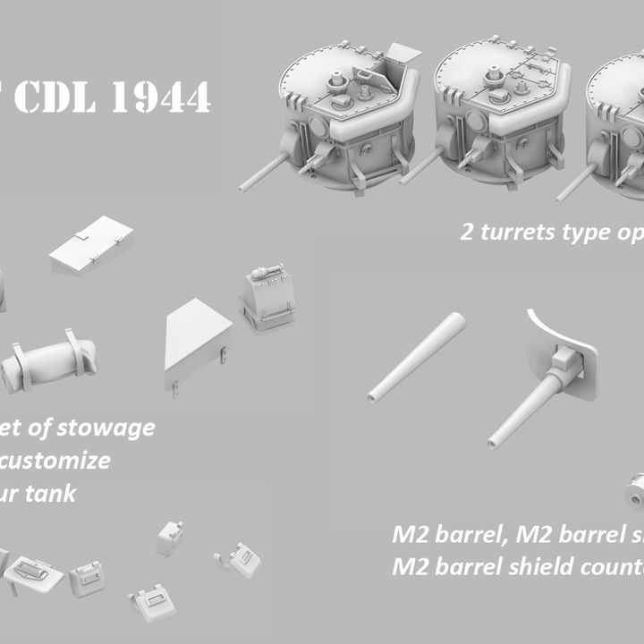 3D Printable M3 Grant CDL - Canal Defence Light by Counlane Models