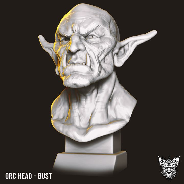3D Printable Orc Head - Bust Statue by Maelstrom Makers