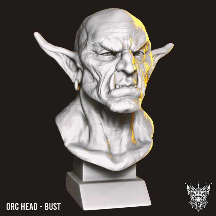 3D Printable Orc Head - Bust Statue by Maelstrom Makers