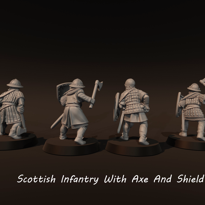 3D Printable Scottish Infantry With Axe And Shield by Medbury Miniatures