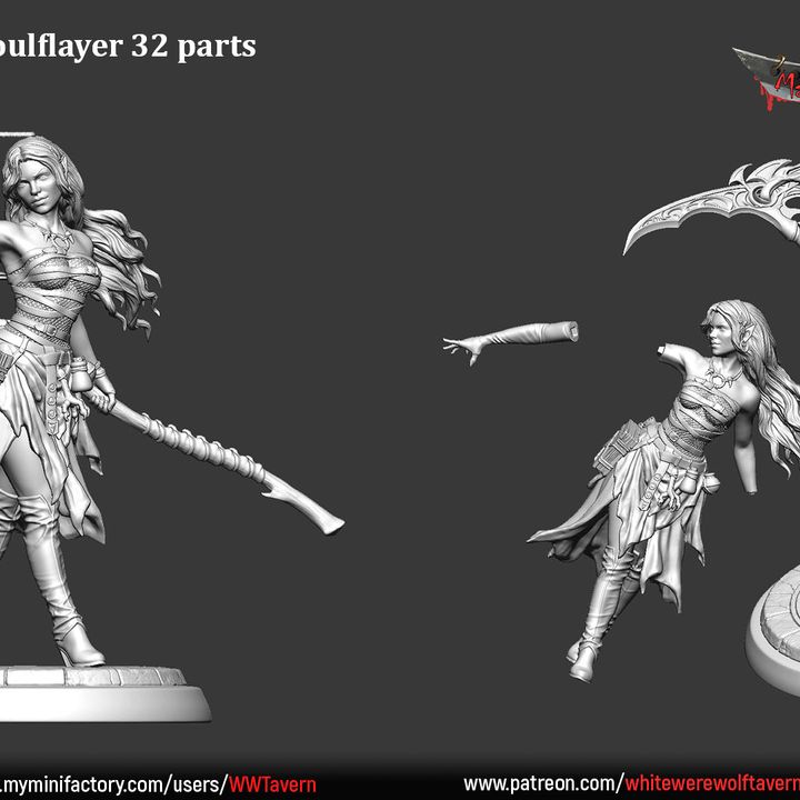3D Printable Alberta the Soulflayer 75mm and 32mm pre-supported by ...