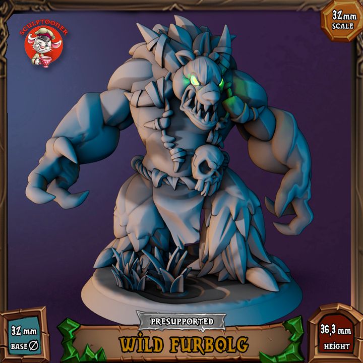 3D Printable Wild Furbolg - 32mm scale pre-supported miniature by ...