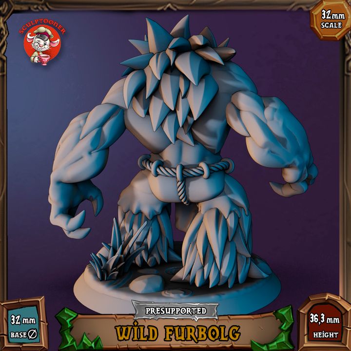 3D Printable Wild Furbolg - 32mm scale pre-supported miniature by ...
