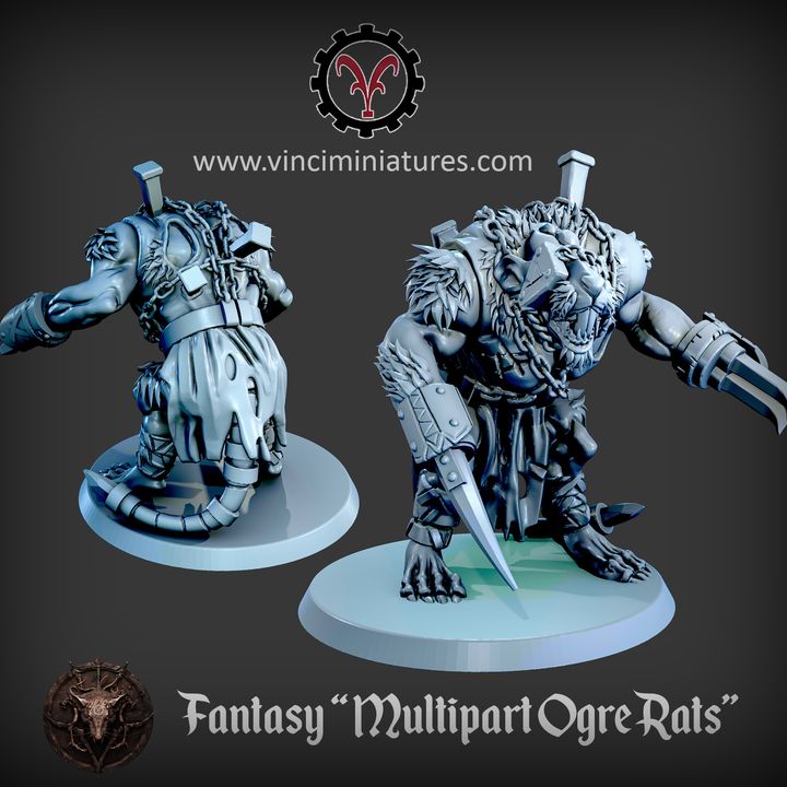 3D Printable MULTIPART OGRE RATS by vinciminiatures