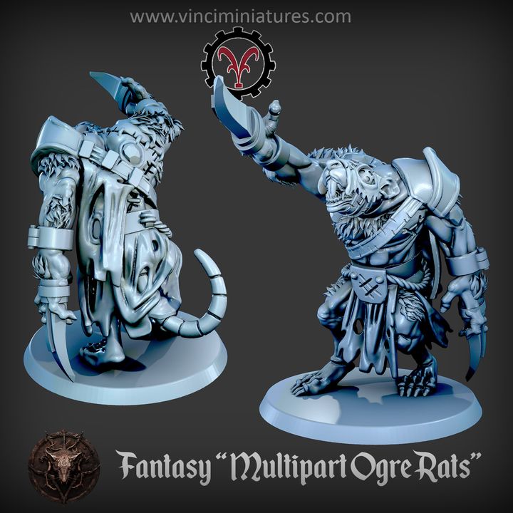 3D Printable MULTIPART OGRE RATS by vinciminiatures