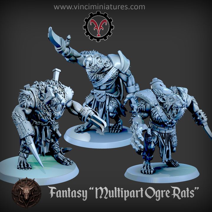 3D Printable MULTIPART OGRE RATS by vinciminiatures