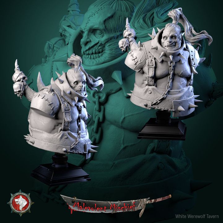 3D Printable Bonesmith bust pre-supported by White Werewolf Tavern