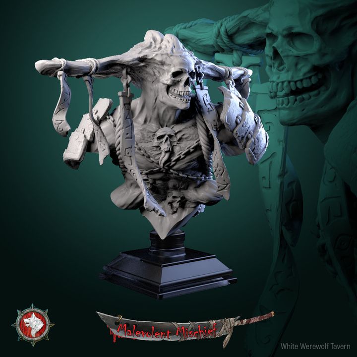 3D Printable Grimblade Revenant bust pre-supported by White Werewolf Tavern