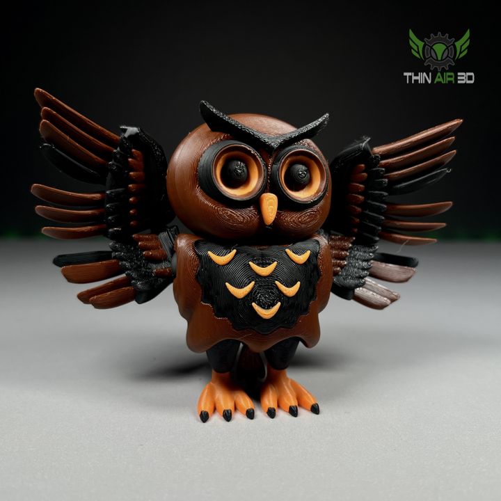 3D Printable Owlbert the Articulating Fidget Owl by Thin Air 3D