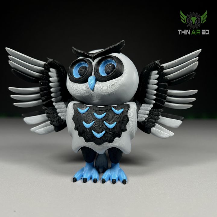 3D Printable Owlbert the Articulating Fidget Owl by Thin Air 3D