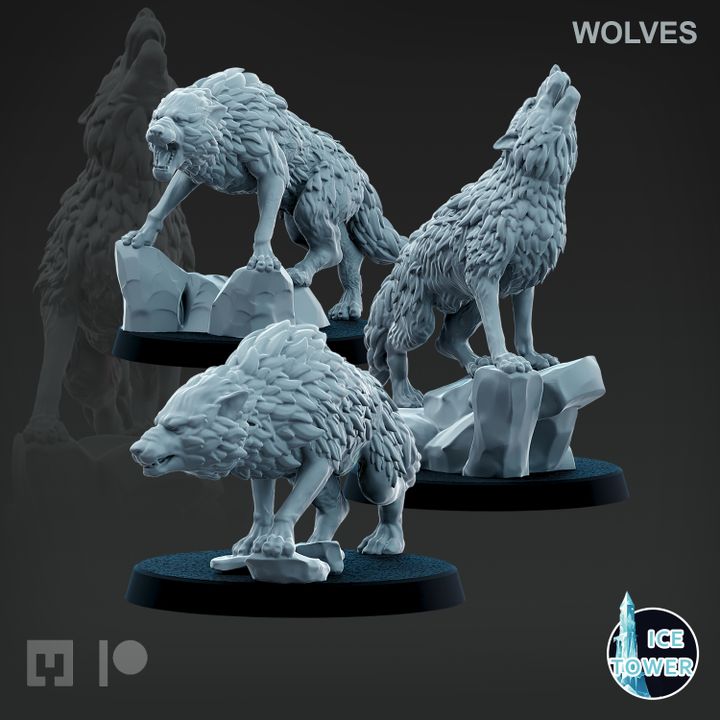 3D Printable Wolves by Ice Tower