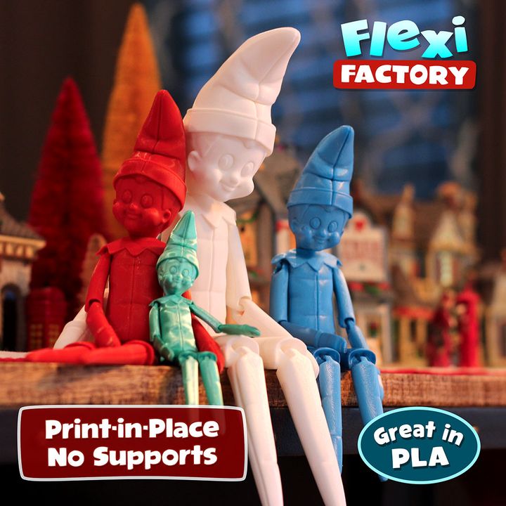 3D Printable Flexi Factory Elf now with 3mf file! by Flexi Factory