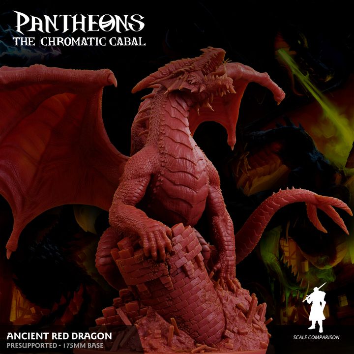 3D Printable Ancient Red Dragon - Pantheons by Sordane Publishing