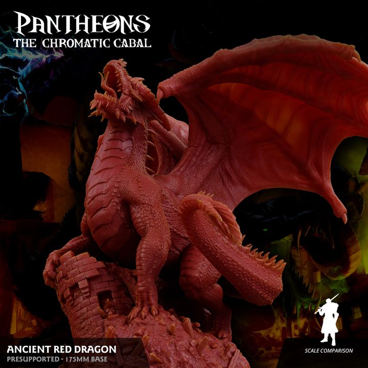 3D Printable Ancient Red Dragon - Pantheons by Sordane Publishing