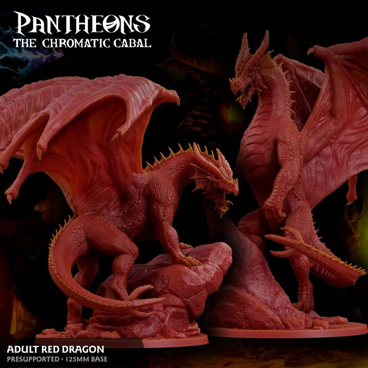 3D Printable Adult Red Dragon - Pantheons by Sordane Publishing