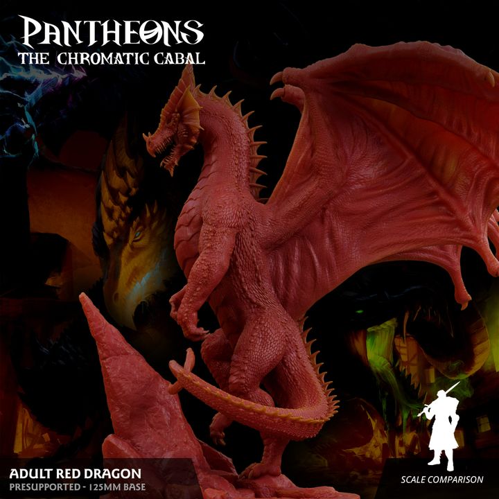 3D Printable Adult Red Dragon - Pantheons by Sordane Publishing