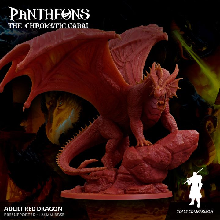 3D Printable Adult Red Dragon - Pantheons by Sordane Publishing