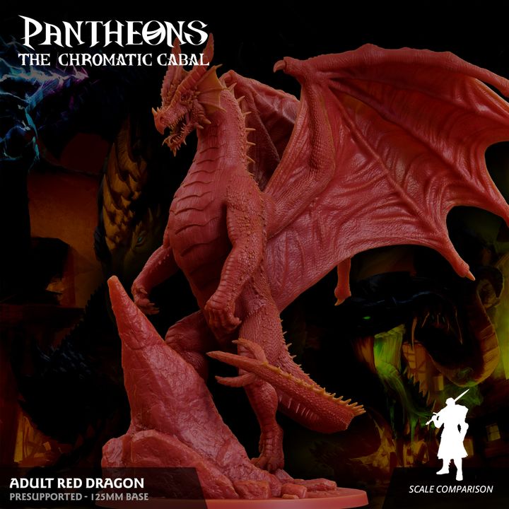 3D Printable Adult Red Dragon - Pantheons by Sordane Publishing