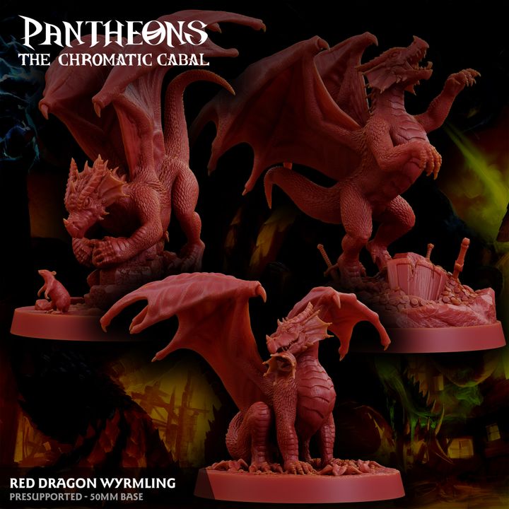 3D Printable Wyrmling Red Dragon - Pantheons by Sordane Publishing