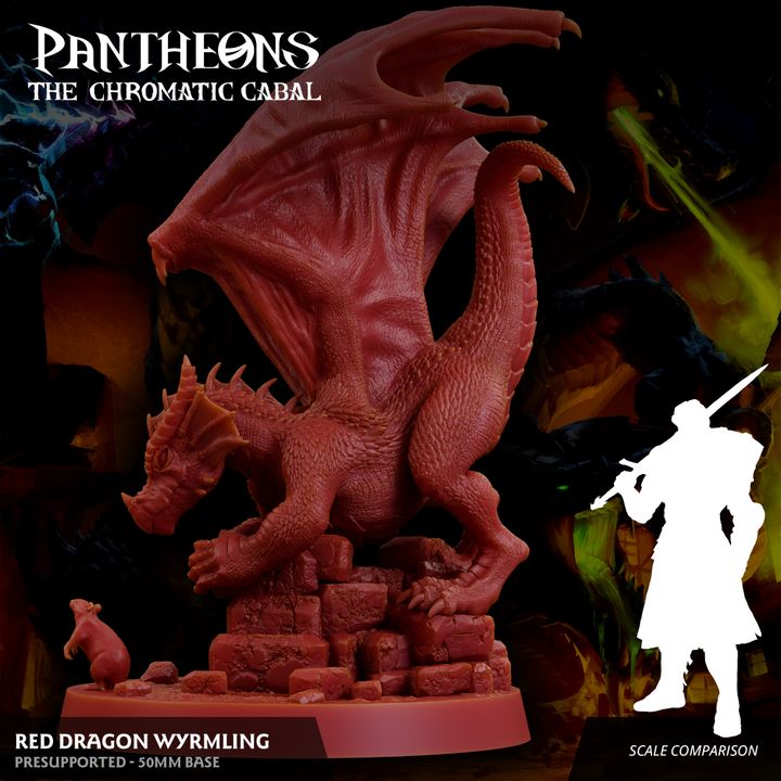 3D Printable Wyrmling Red Dragon - Pantheons by Sordane Publishing