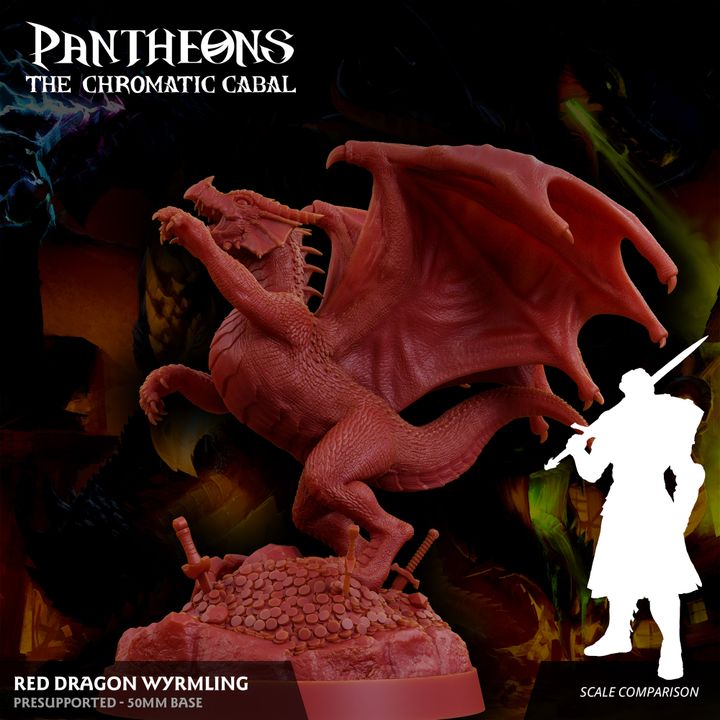 3D Printable Wyrmling Red Dragon - Pantheons by Sordane Publishing
