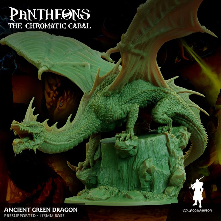 3D Printable Ancient Green Dragon - Pantheons by Sordane Publishing