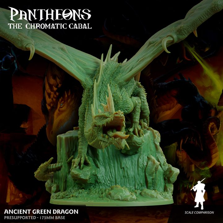 3D Printable Ancient Green Dragon - Pantheons by Sordane Publishing
