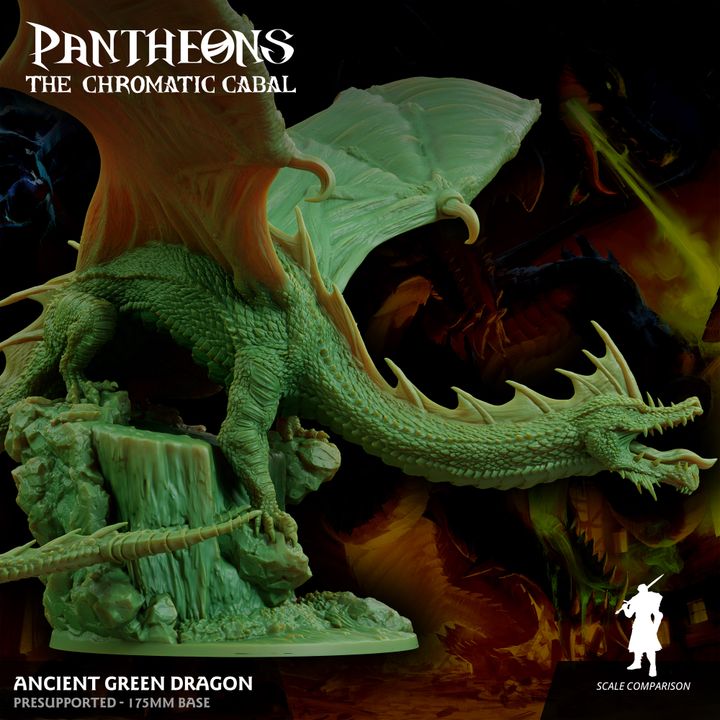 3D Printable Ancient Green Dragon - Pantheons by Sordane Publishing