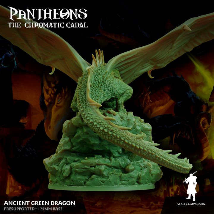 3D Printable Ancient Green Dragon - Pantheons by Sordane Publishing