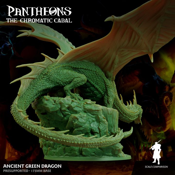 3D Printable Ancient Green Dragon - Pantheons by Sordane Publishing