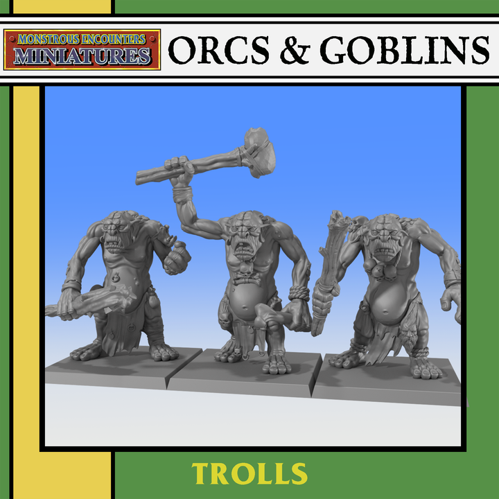 3D Printable ORCS & GOBLINS: Troll Unit by Monstrous Encounters