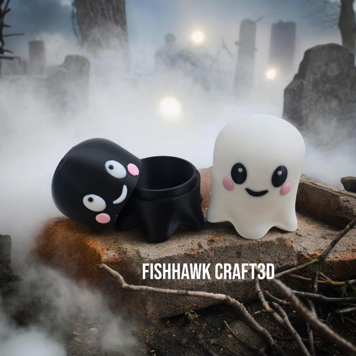 3D Printable Happy Ghost Container by Fishhawk Craft3D
