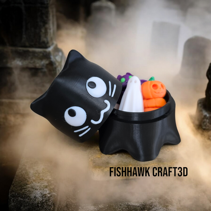 3D Printable Cat Ghost Container by Fishhawk Craft3D