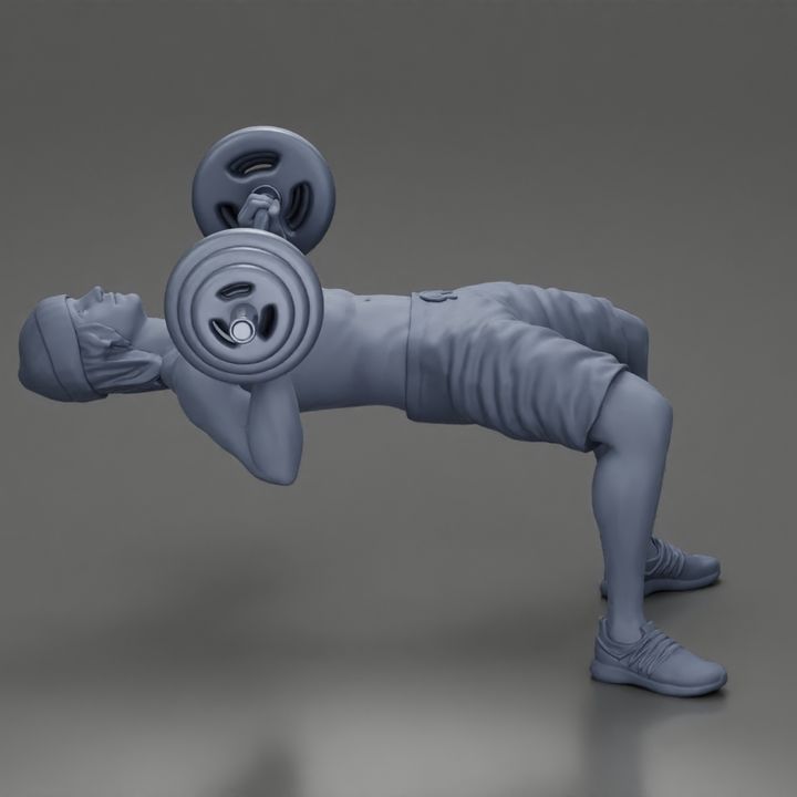 3D Printable Muscular Man Demonstrates Perfect Bench Press Form in hat ...