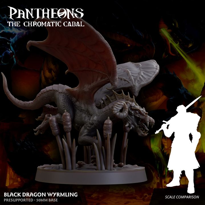 3D Printable Wyrmling Black Dragon - Pantheons by Sordane Publishing