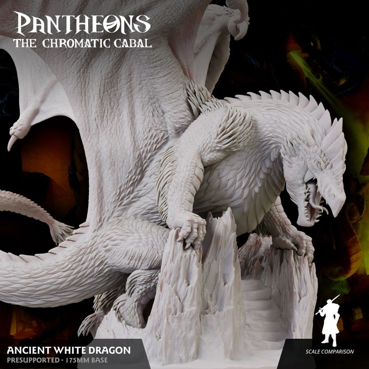 3D Printable Ancient White Dragon - Pantheons by Sordane Publishing